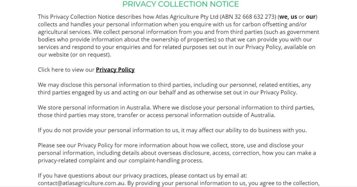Privacy Collection Notice